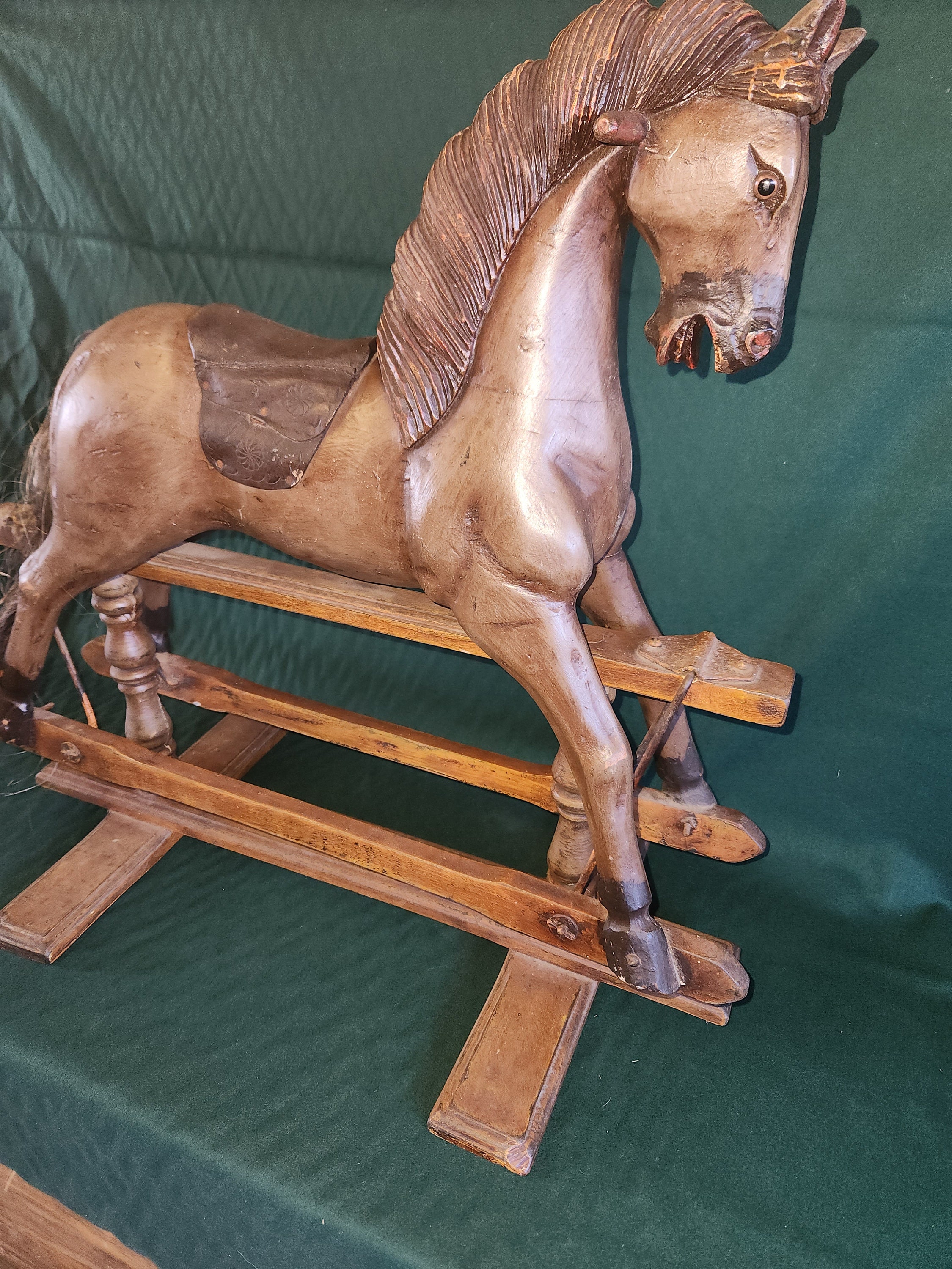 Antique Wood Carved Rocking Horse - Etsy