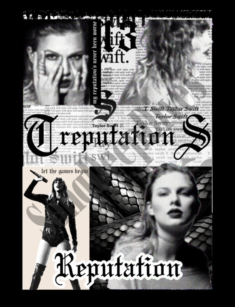 Taylor Swift Reputation Collage Digital Wall Art Download Pop Music ...
