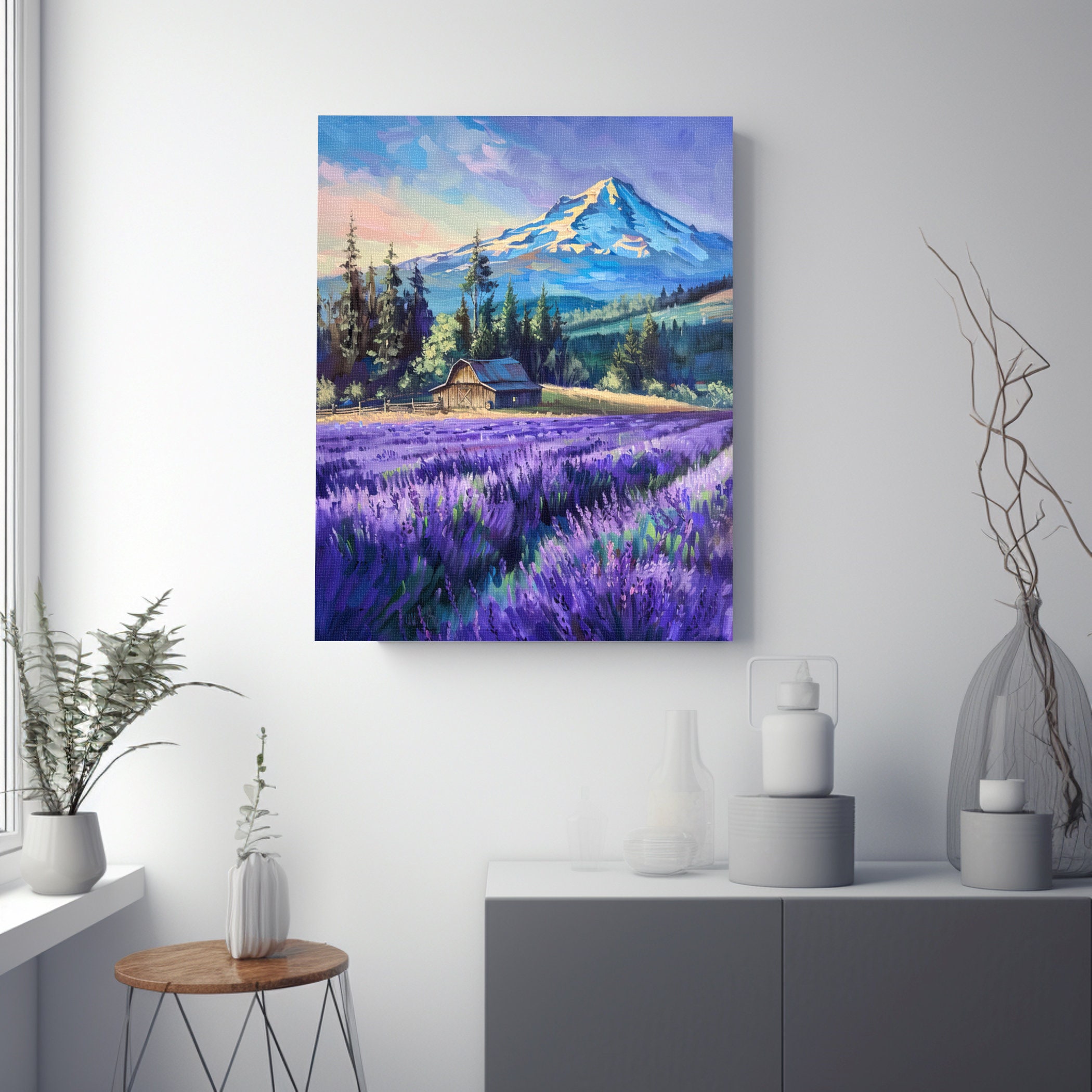 Vintage Lavender Wall Art Canvas, Lavender Field French Country Print ...