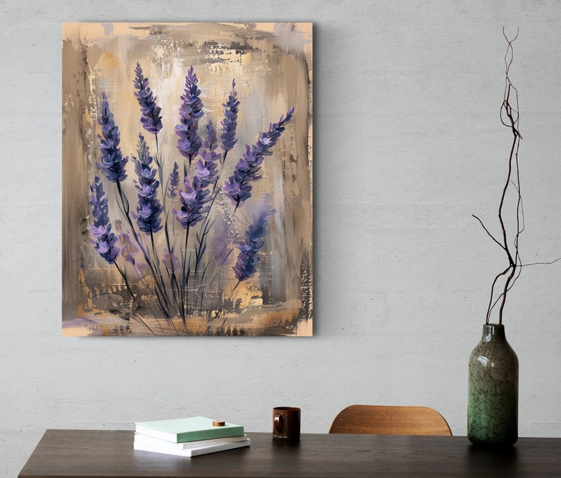 Vintage Lavender Wall Art Canvas, Lavender Field French Country Print ...