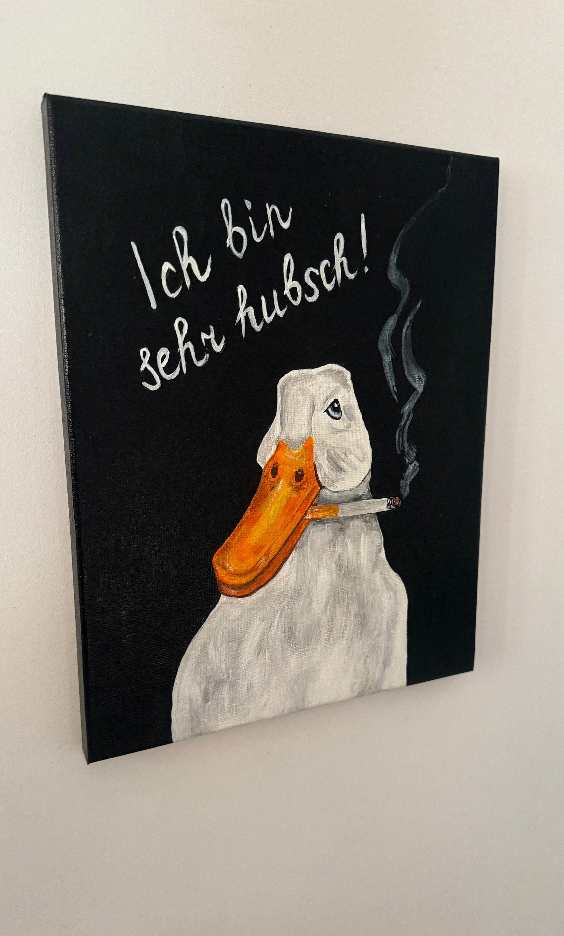 Duck With Cigarette Black Duck Goose Duck Original Acrylic Painting - Etsy