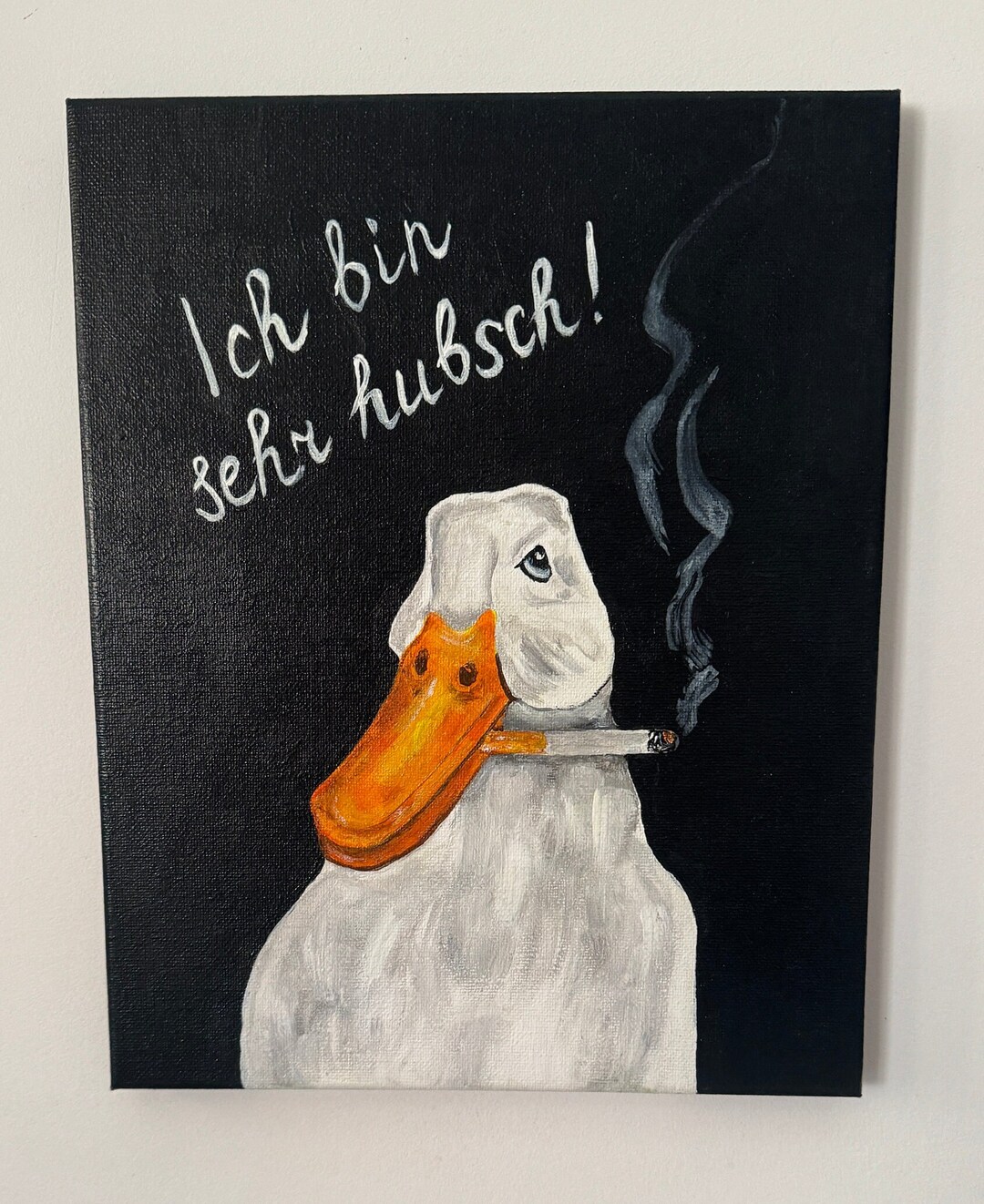 Duck With Cigarette Black Duck Goose Duck Original Acrylic Painting - Etsy