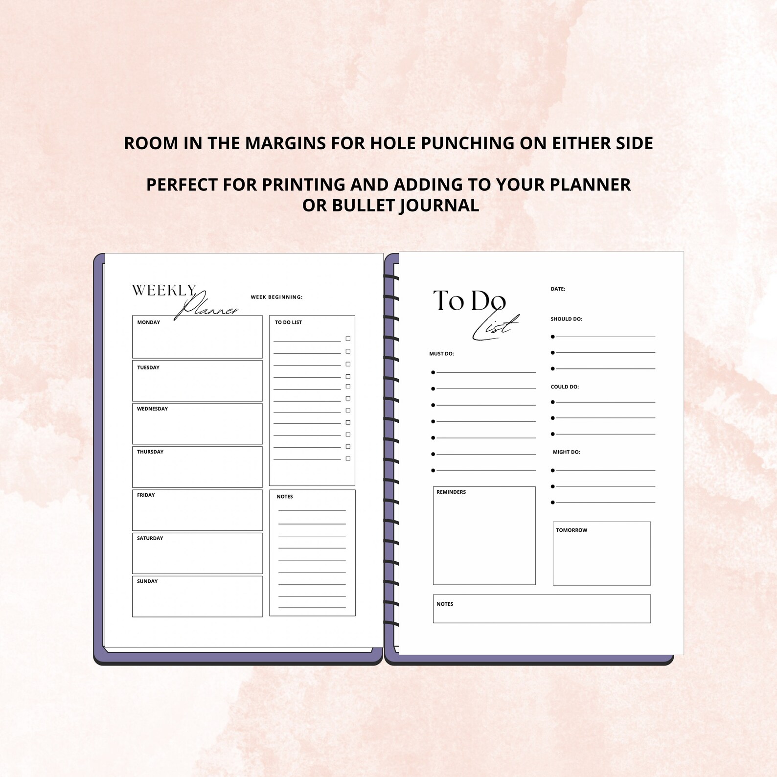 Simple Weekly Planner | Weekly Organizer | to Do List and Notes ...