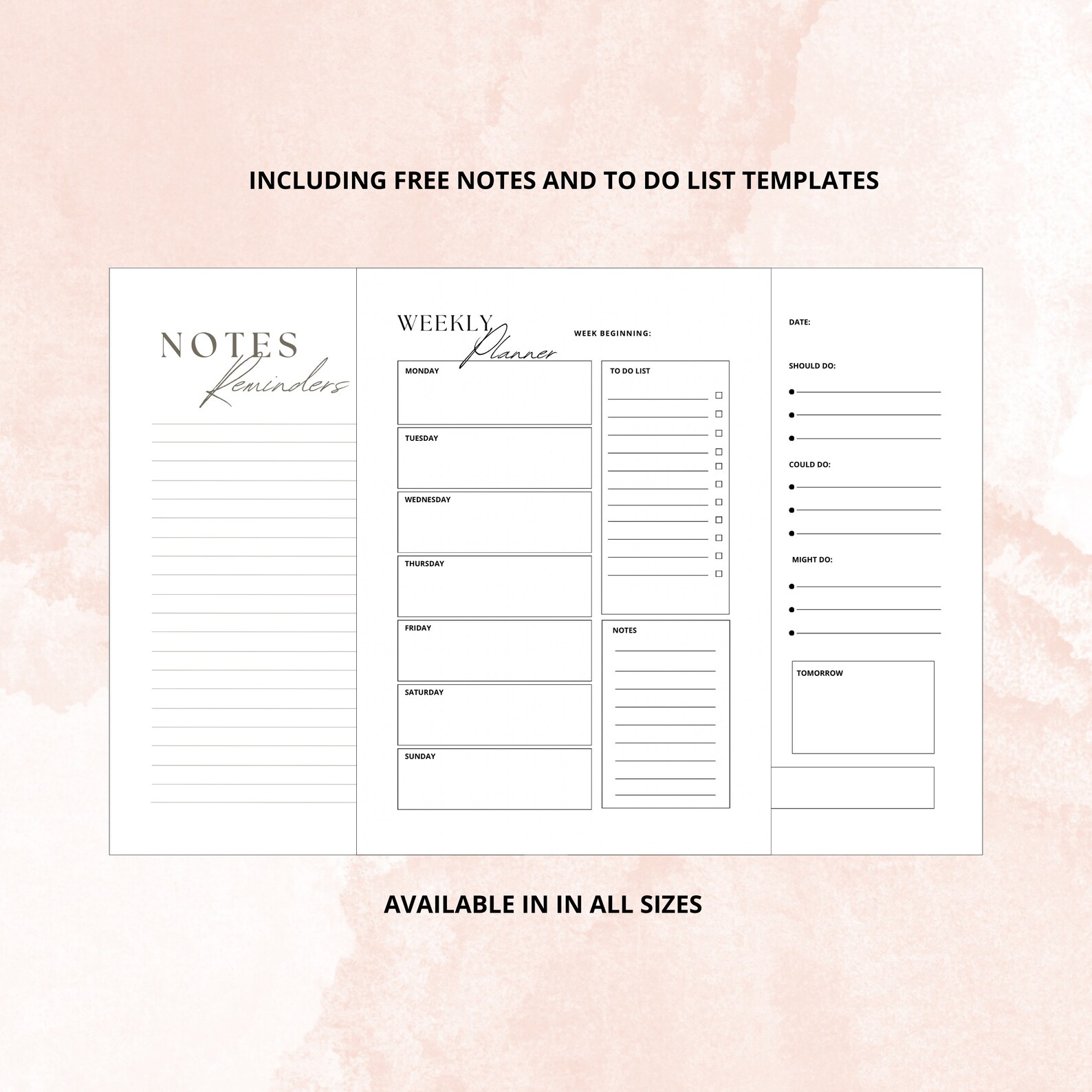 Simple Weekly Planner | Weekly Organizer | to Do List and Notes ...
