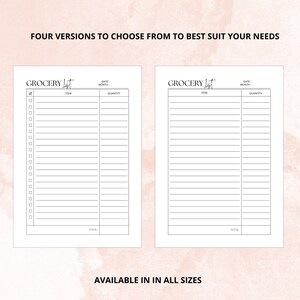 Simple Grocery List | Multiple Design Options |printable Digital ...