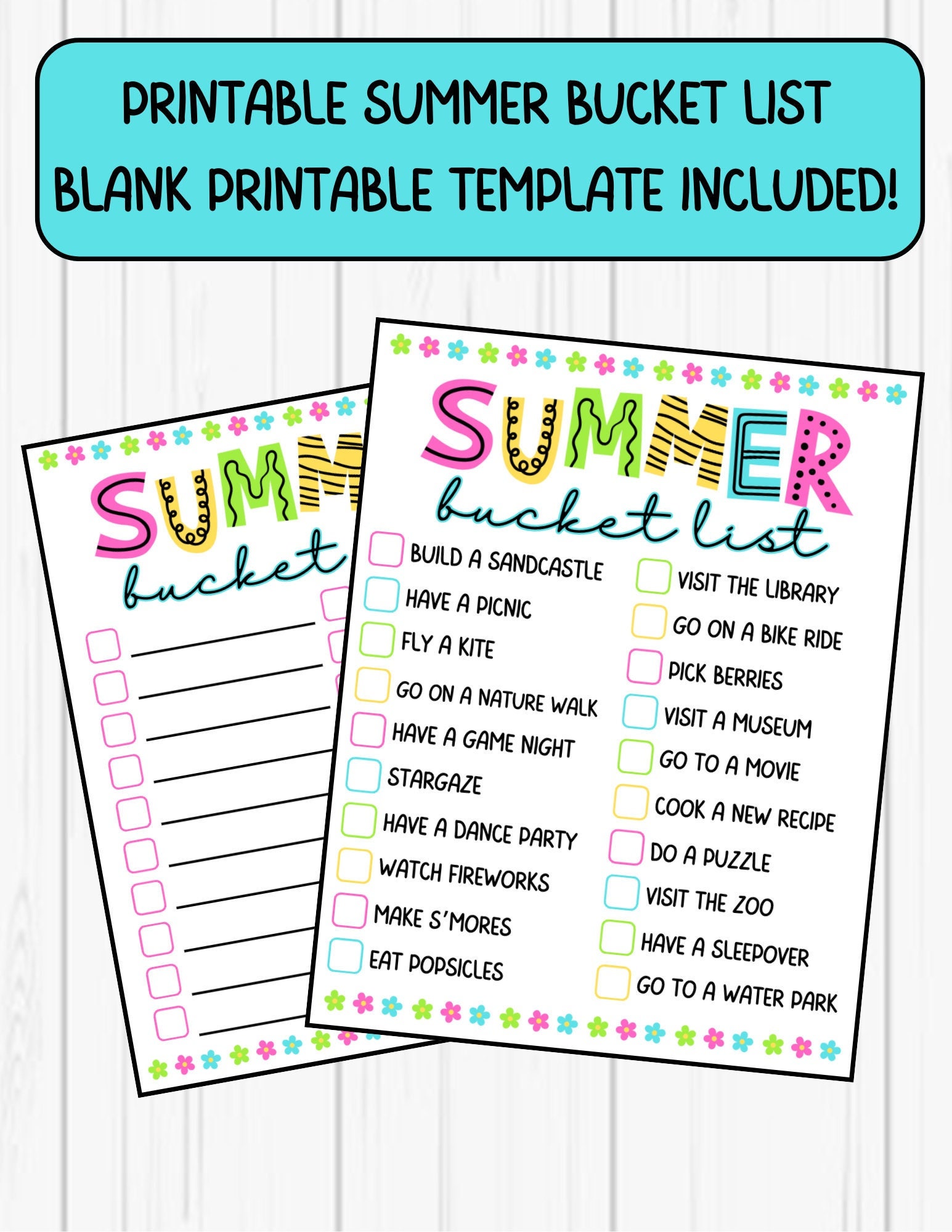 Printable Summer Bucket List Fun Activities for a Memorable Summer - Etsy