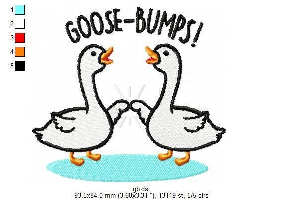 Goose Bumps Embroidery Design, Embroidered Goose, Silly Goose Digital ...