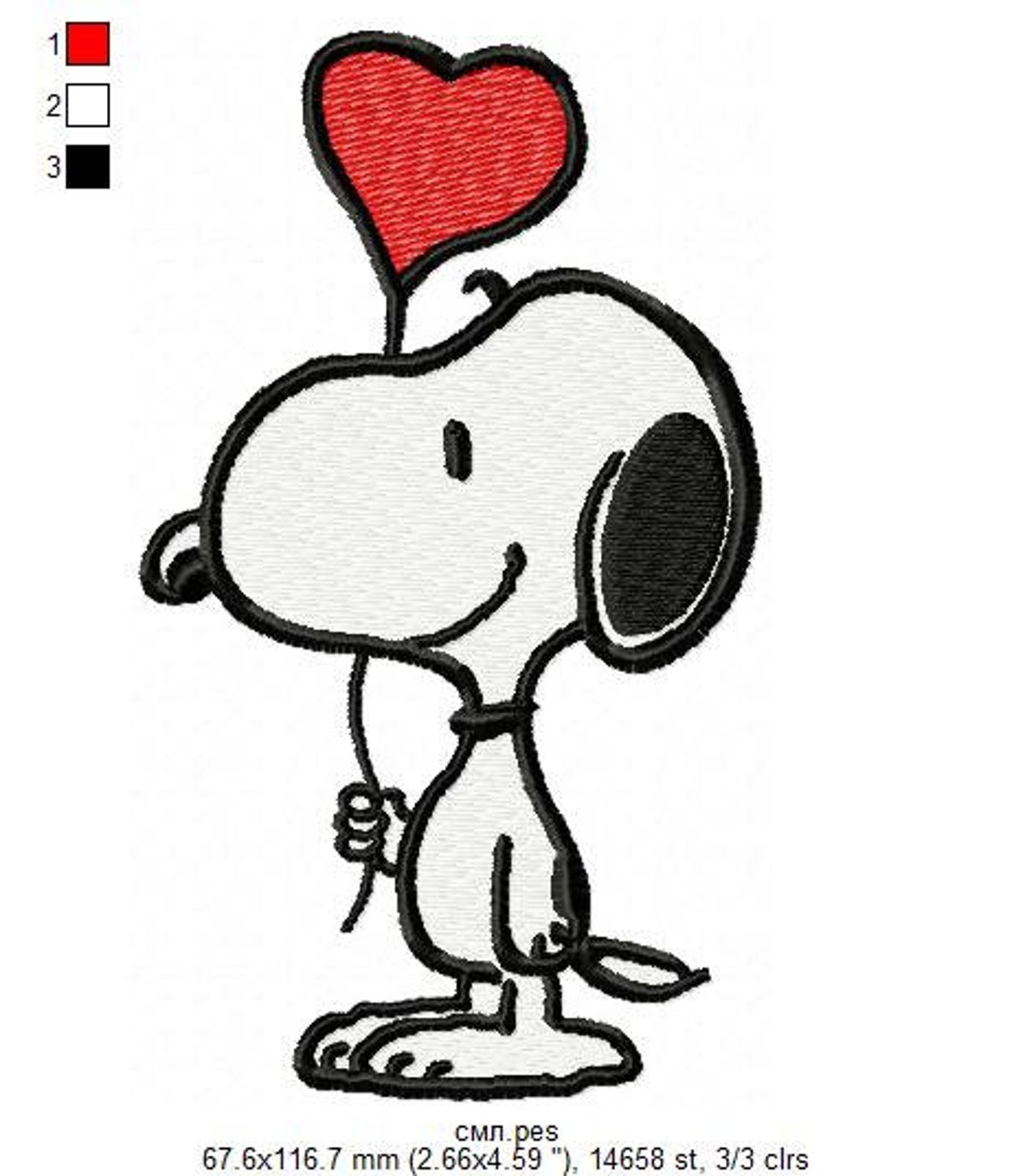 Snoopy Stickdatei, Snoopi in Liebe digitale Datei für die Stickmaschine ...