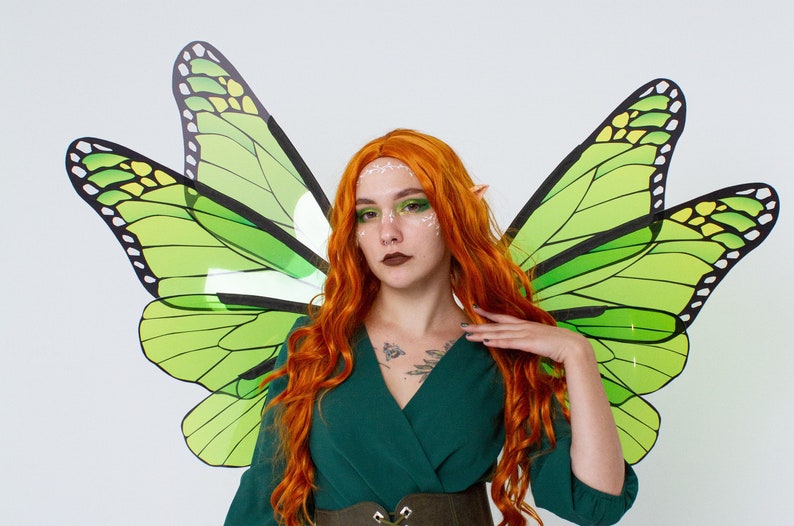 Green Monarch Butterfly Wings: Renaissance Festival, Cosplay - Etsy