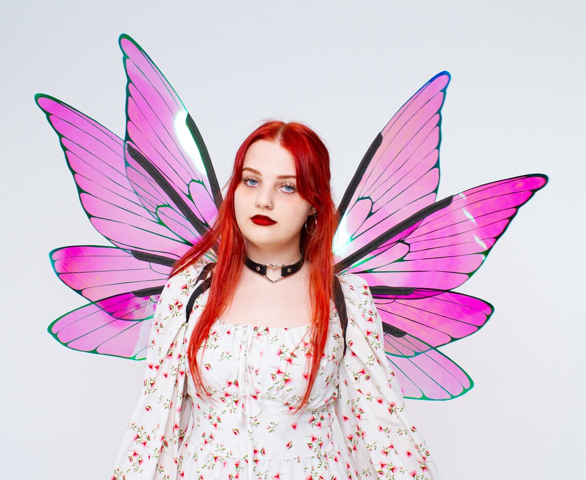 Pink Elf Wings, Wings for a Wedding Dress, Iridescent Elf Wings, Wings ...