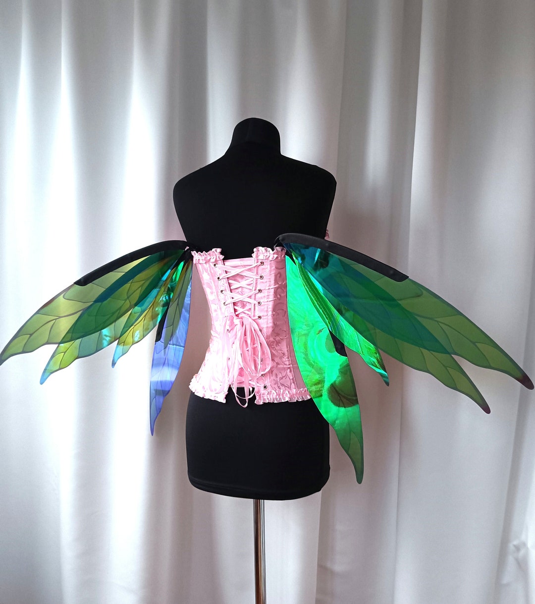 Bright Green Iridescent Elf Wings in the Form of Hemp Leaves, Green ...