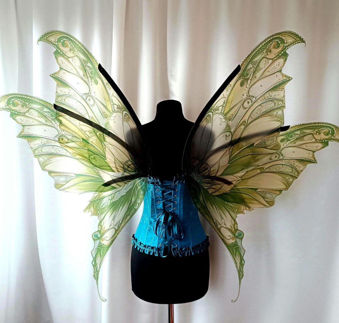 Large Green Forest Fairy Wings With a Fantasy Pattern for the Ren Fair ...