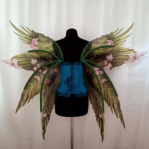 Green Forest Fairy Wings , Plastic Wings With Moss and Flower Pattern ...