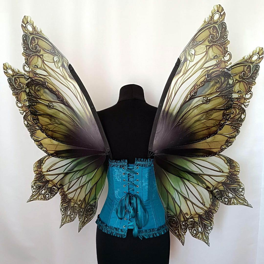 Handmade Olive Green Fairy Wings: Adjustable Costume for Cosplay - Etsy