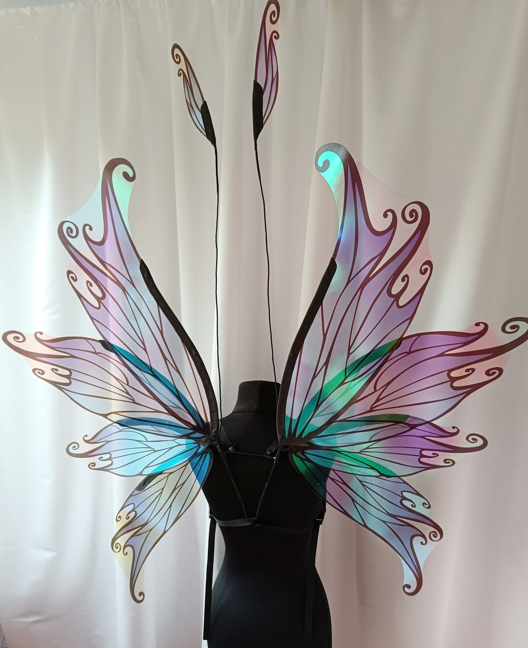 Grandes alas de color azul claro, alas de elfo, alas de Halloween, alas ...