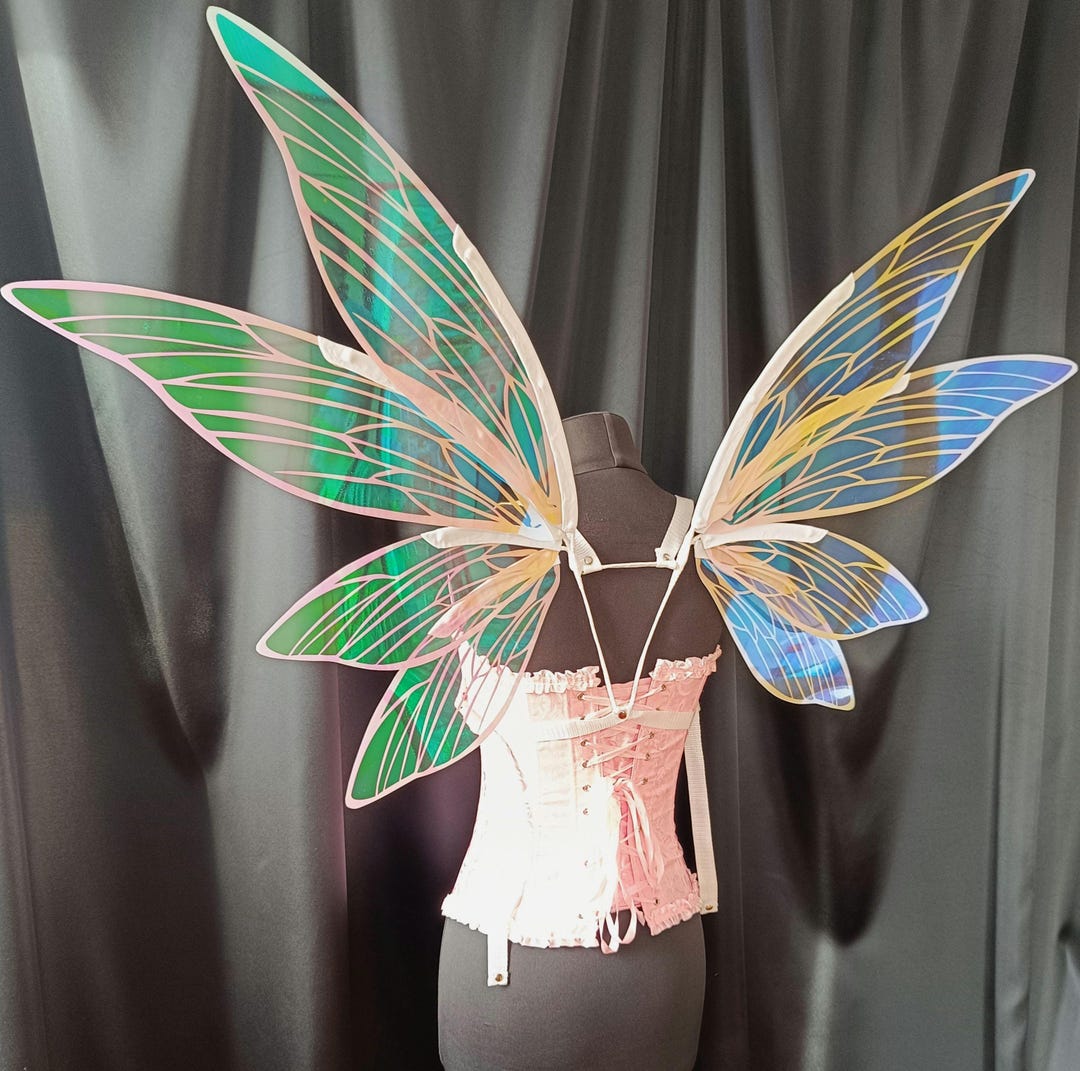Transparent Iridescent Wings for Christmas Elf Costume, Transparent Elf ...