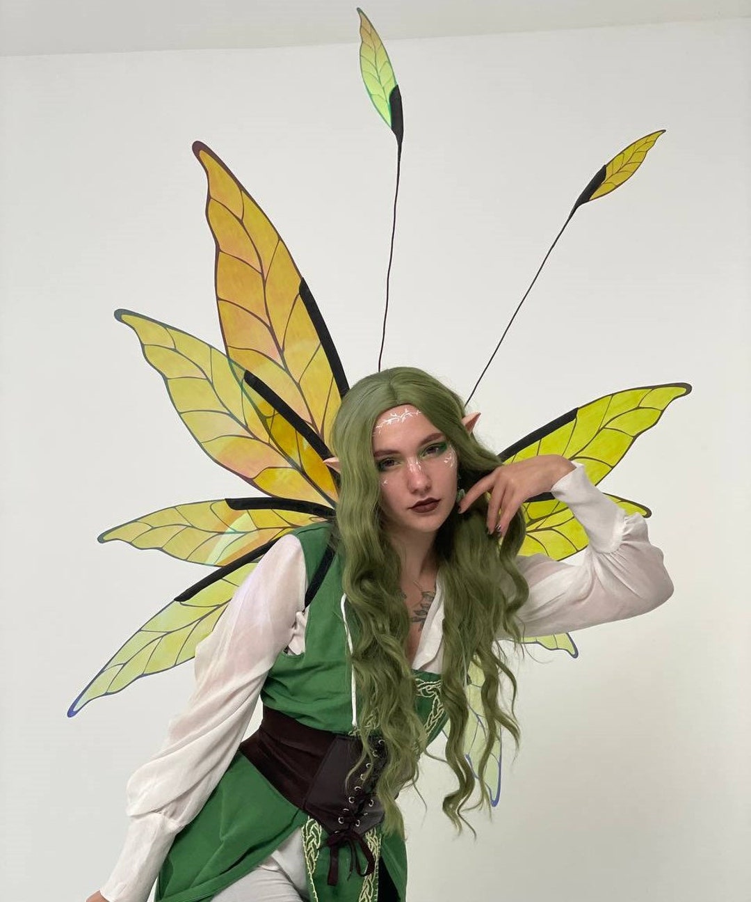 Light Green Leafy Elf Wings: Cosplay Costume Accessory - Etsy