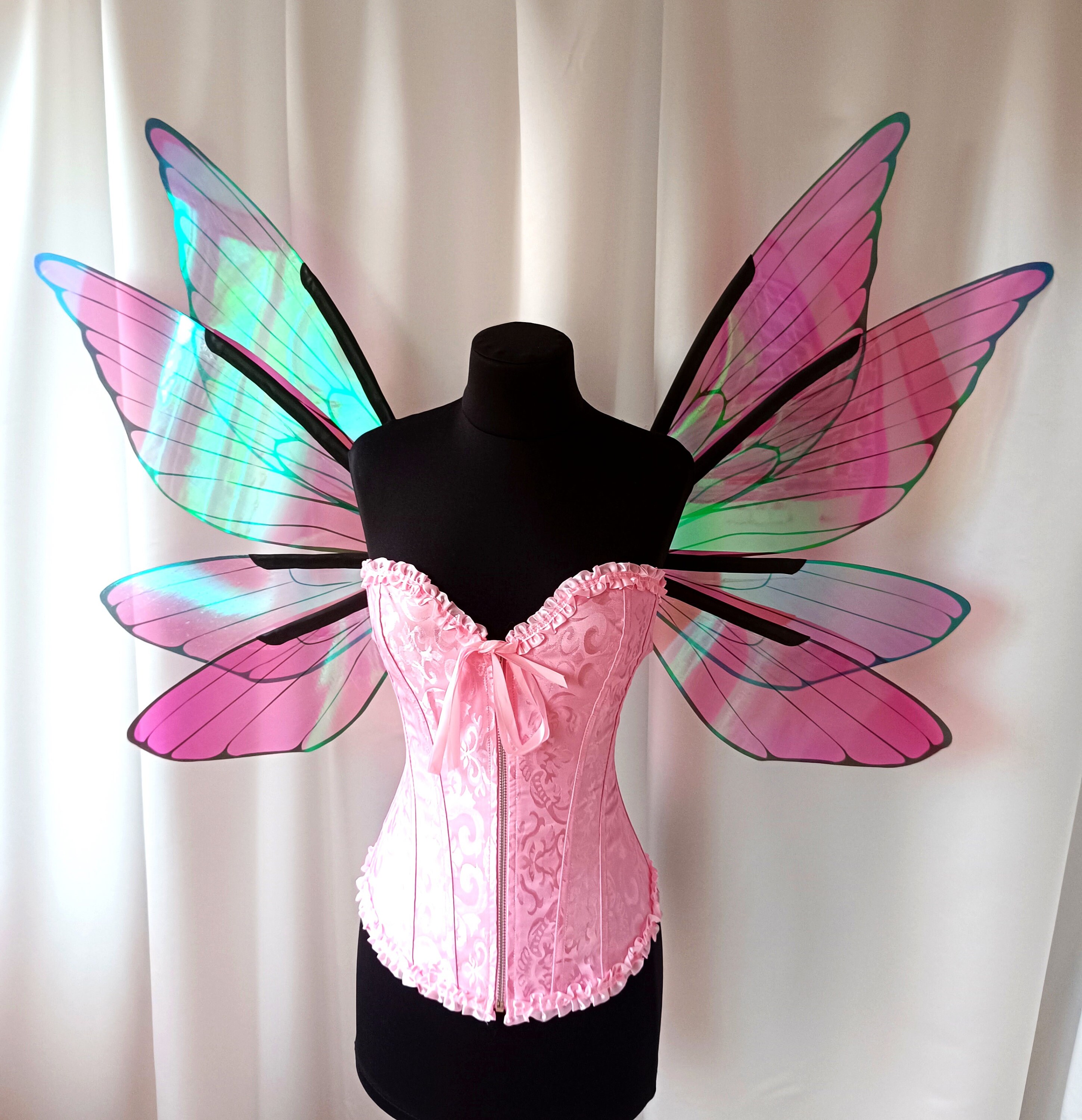 Pink Elf Wings, Wings for a Wedding Dress, Iridescent Elf Wings, Wings ...