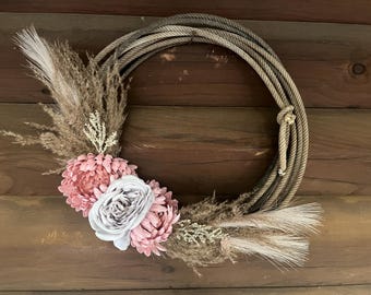 Rope Wreath, Lariat Wreath, Lasso Wreath, Western, Dried Floral - Etsy