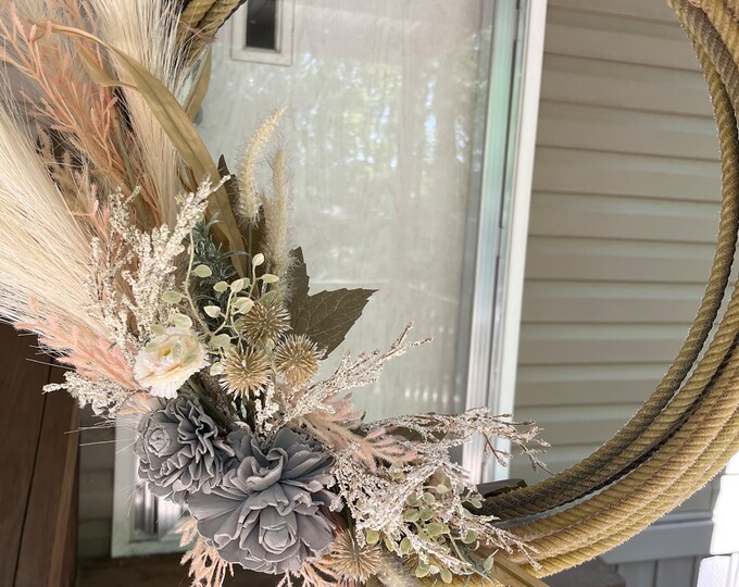 Rope Wreath, Lariat Wreath, Lasso Wreath, Western, Dried Floral - Etsy