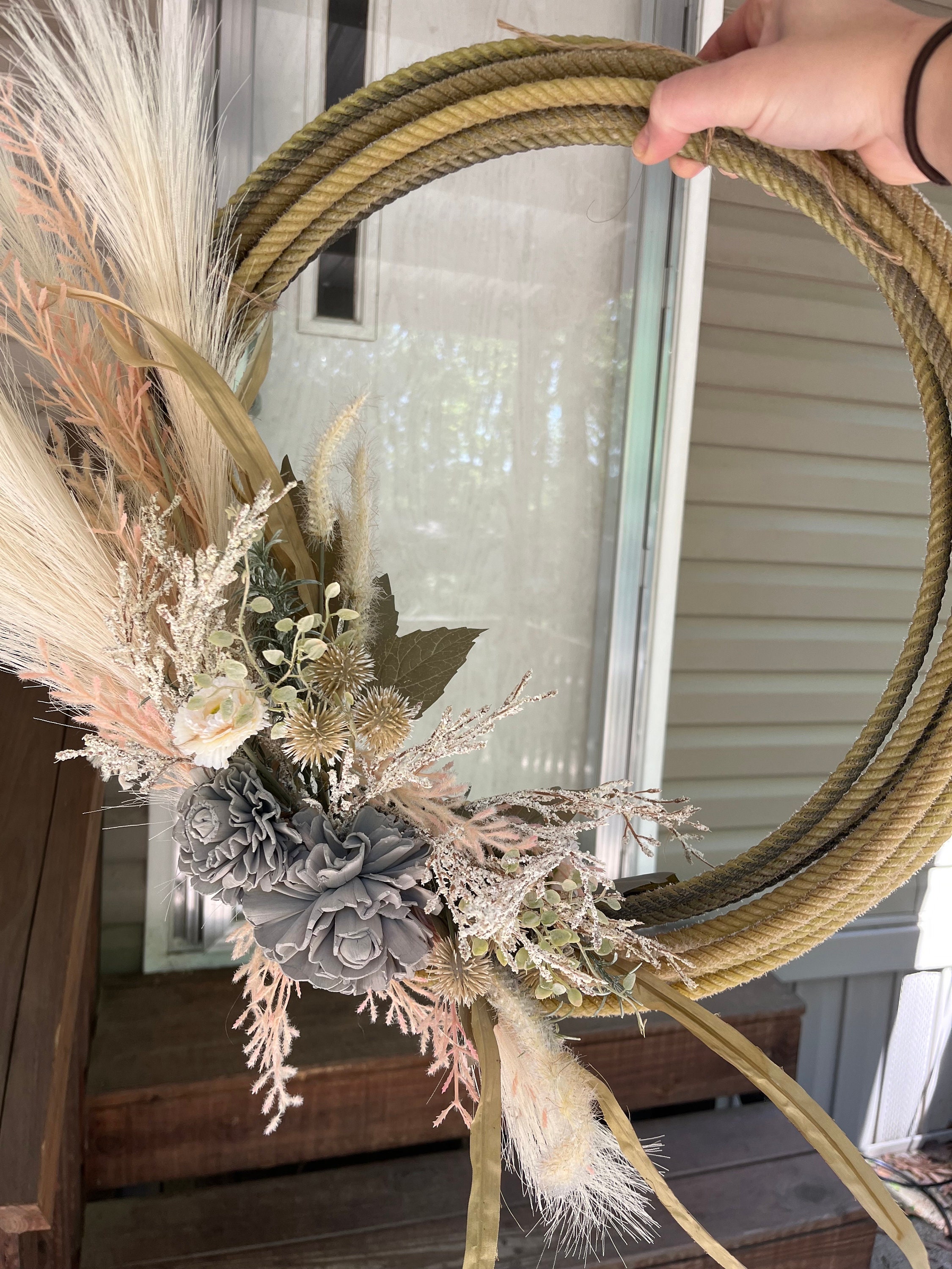 Rope Wreath, Lariat Wreath, Lasso Wreath, Western, Dried Floral - Etsy