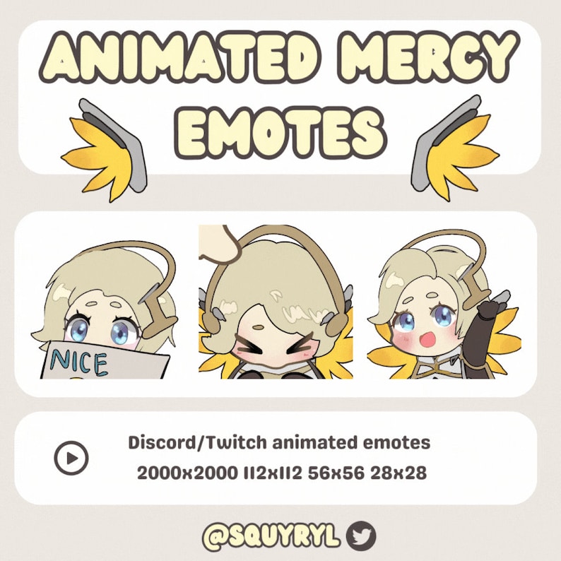 Mercy Overwatch Animated Twitch Discord Emote Pack Gaming Streaming ...