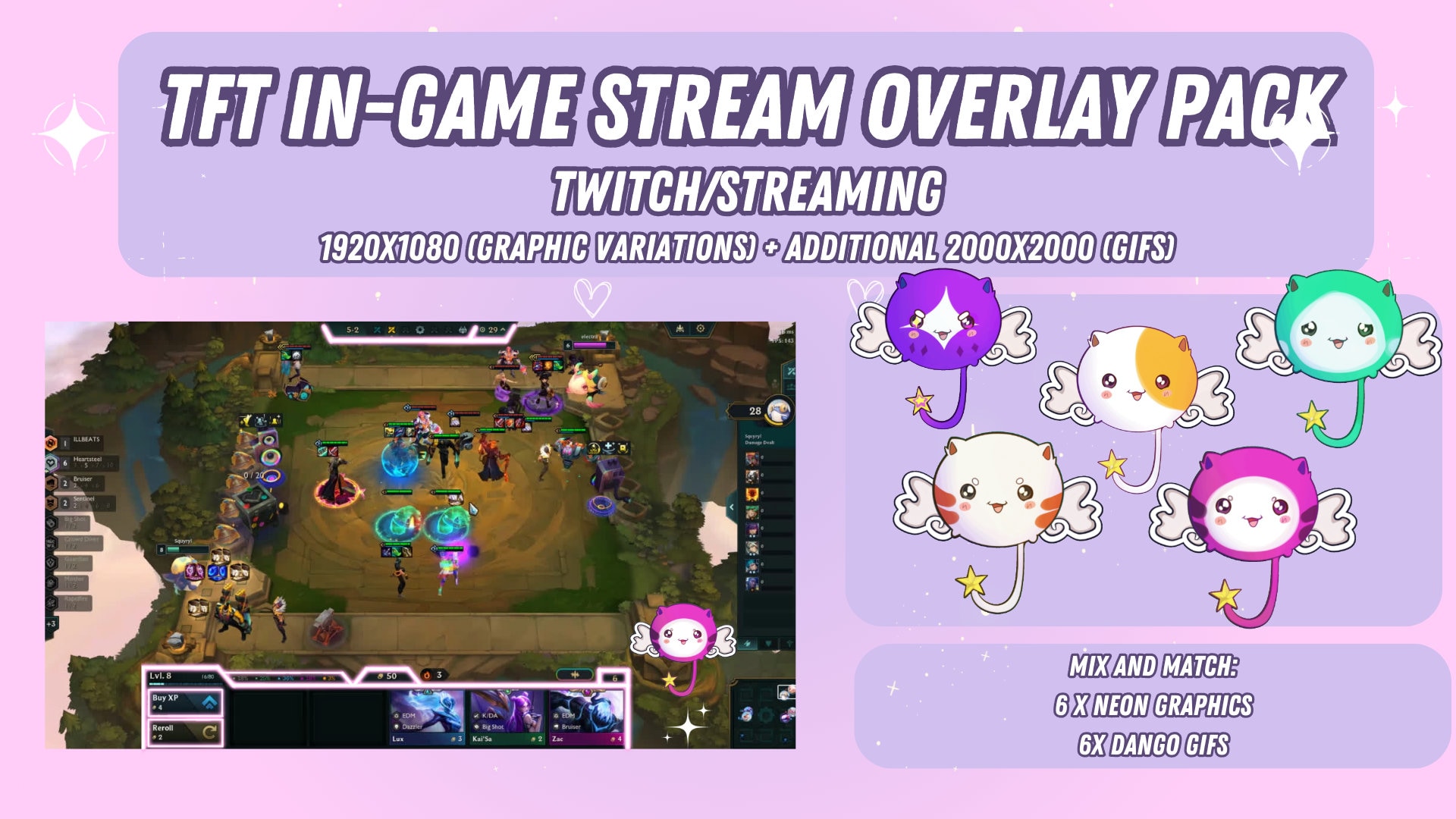 Animated Teamfight Tactics Dango Streaming Overlay (tft) Twitch Overlay ...