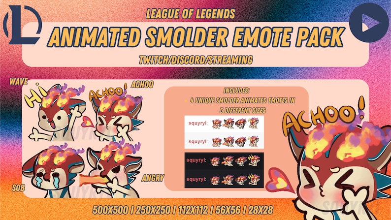 Animated League of Legends Smolder Dragon Emote Pack I Twitch I Discord ...