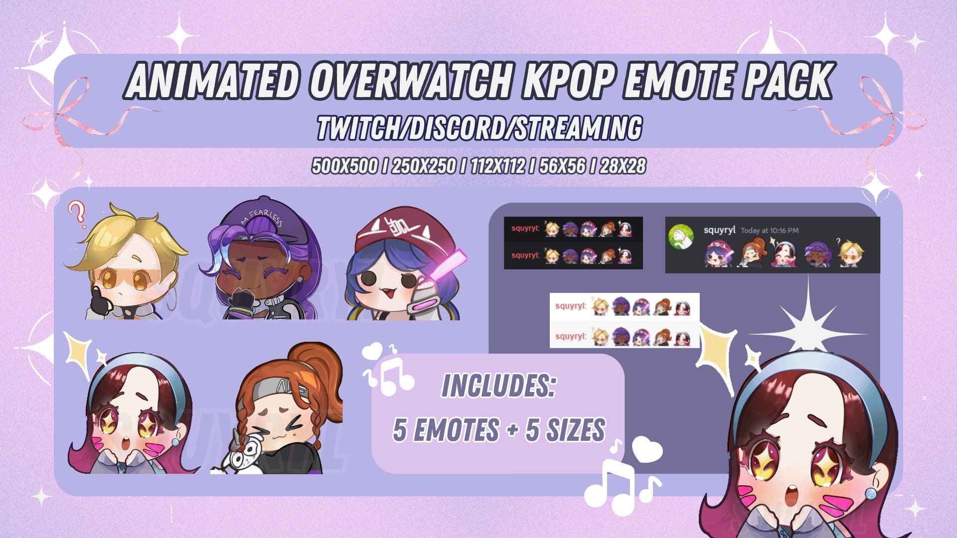 Animated Overwatch Kpop Big Emote Pack I Dva + Kiri + Brig + Tracer ...