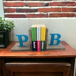 Personalised Book Ends First and Last Initial Book End Book Worm ...