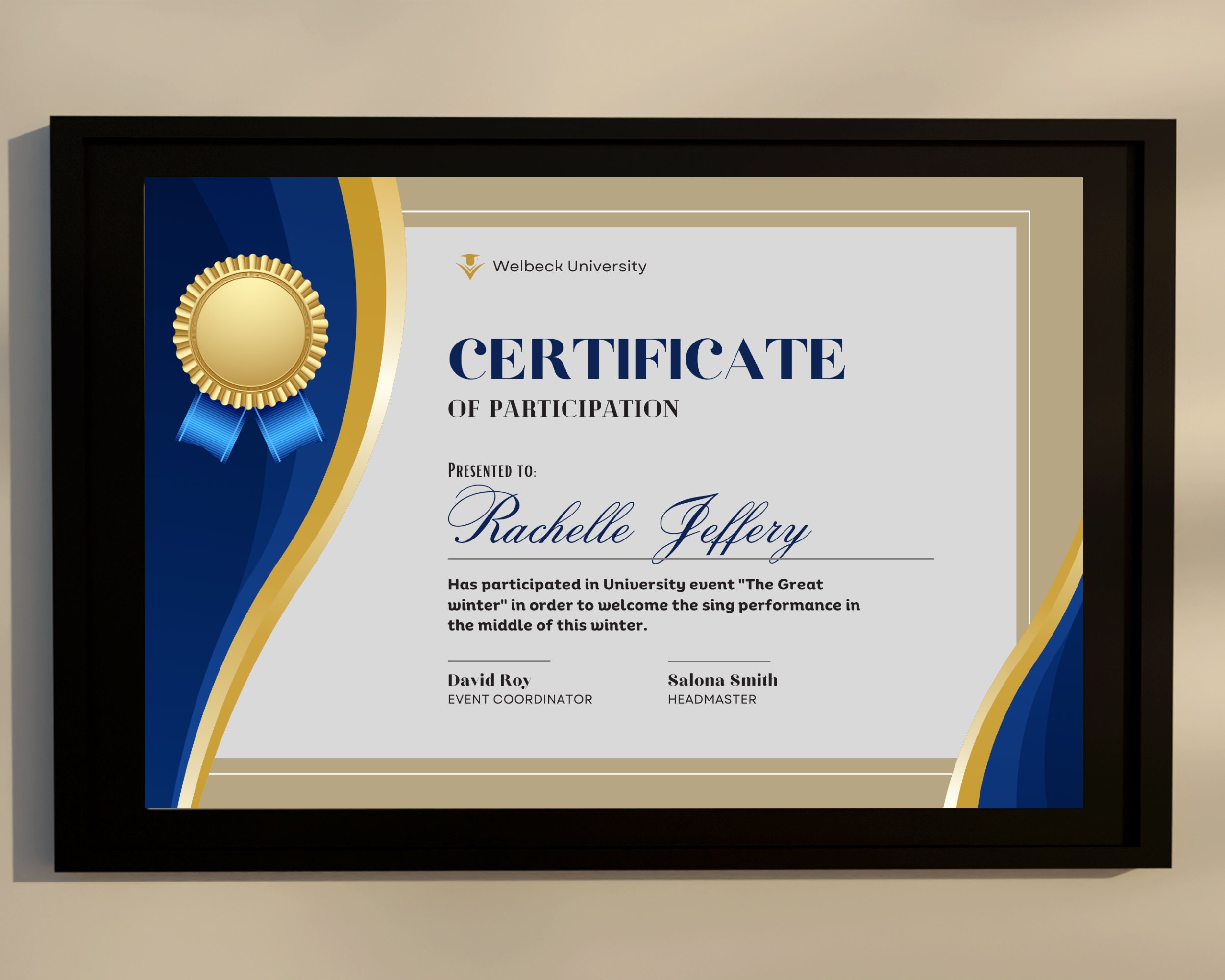 Customizable Certificate of Participation Appreciation Award ...