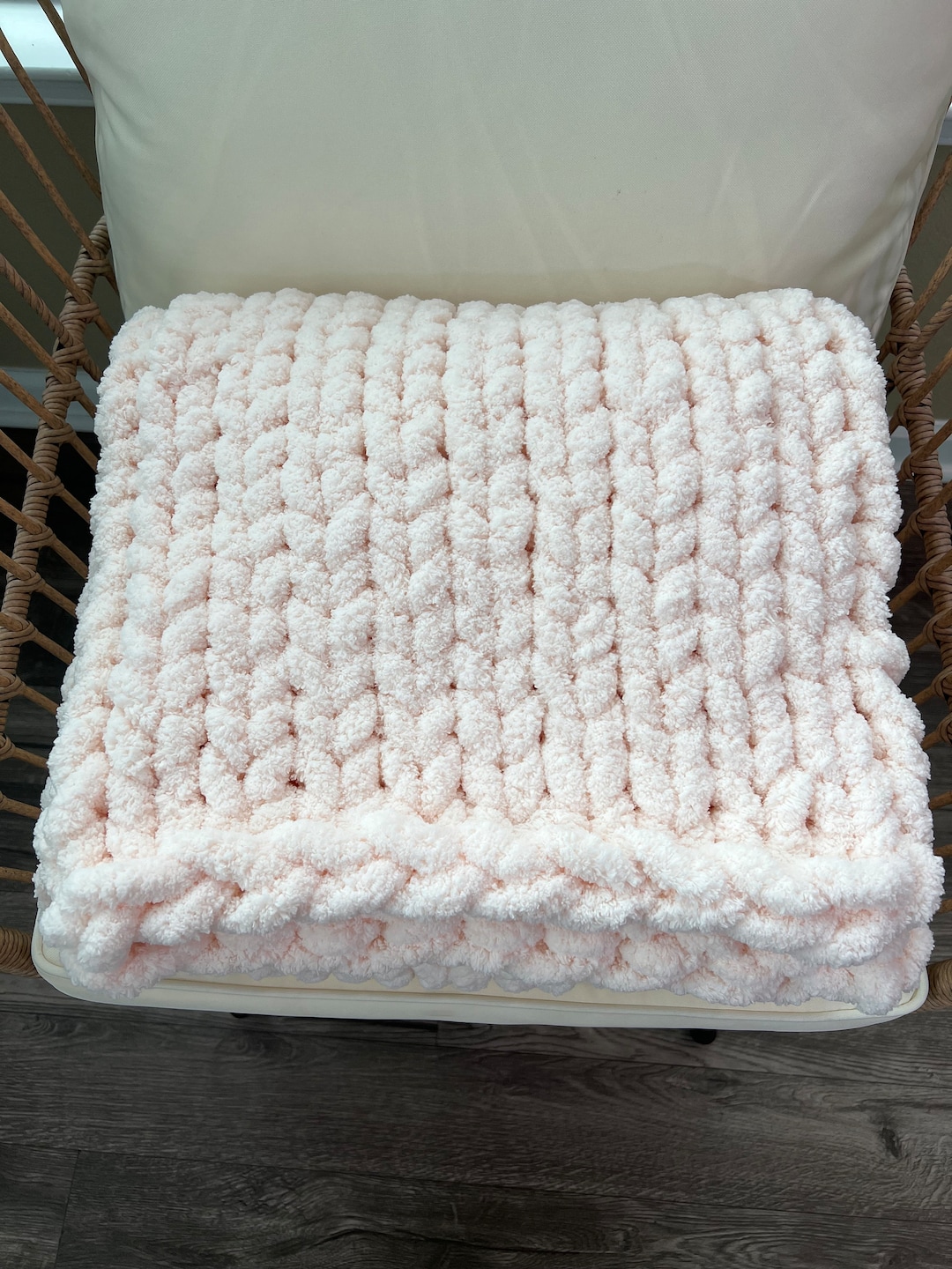 Light Pink Chunky Knit Blanket Small Throw Pastel Pink Baby and Toddler ...