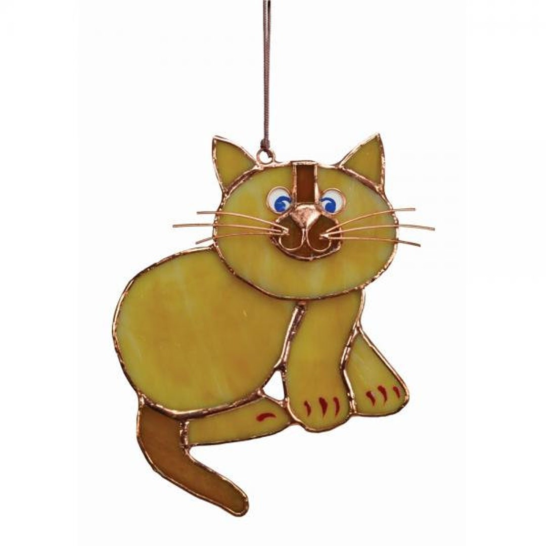 Stained Glass Tan Cat Suncatcher - Etsy