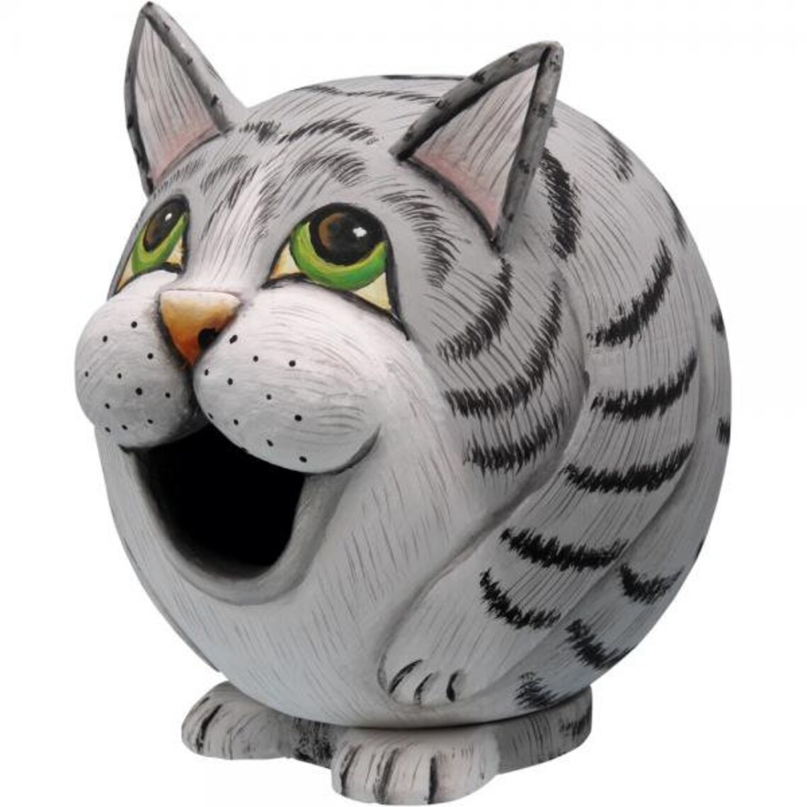 Grey Tabby Cat Bird House - Etsy