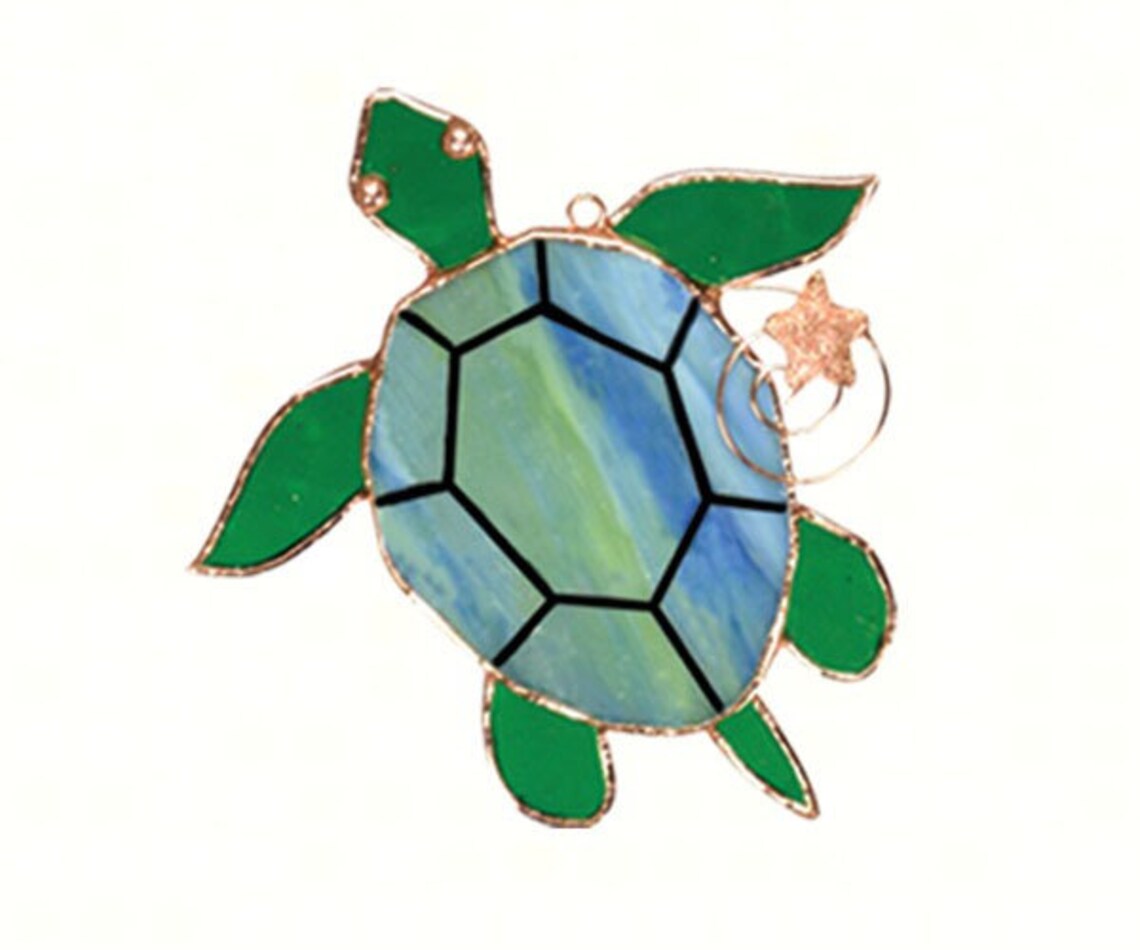 Stained Glass Sea Turtle Suncatcher - Etsy