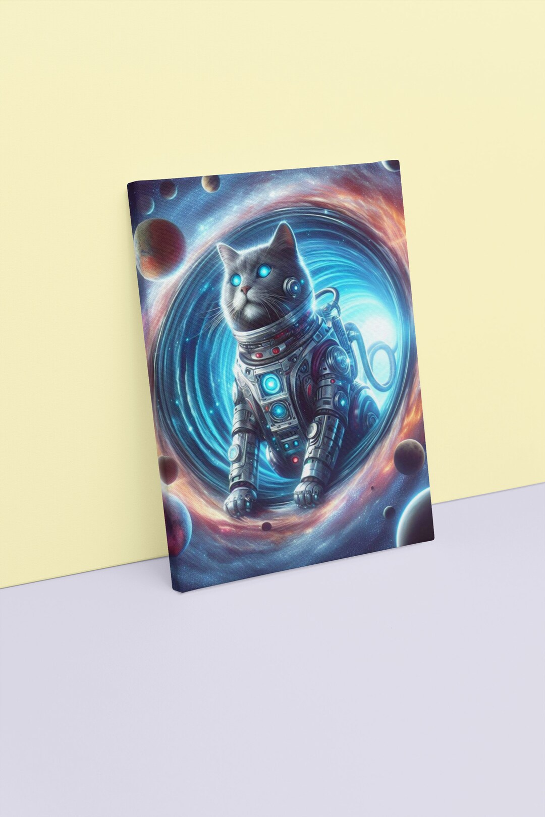Cybercat in the Hole Poster Fun Digital Print Wall Art for Children and ...