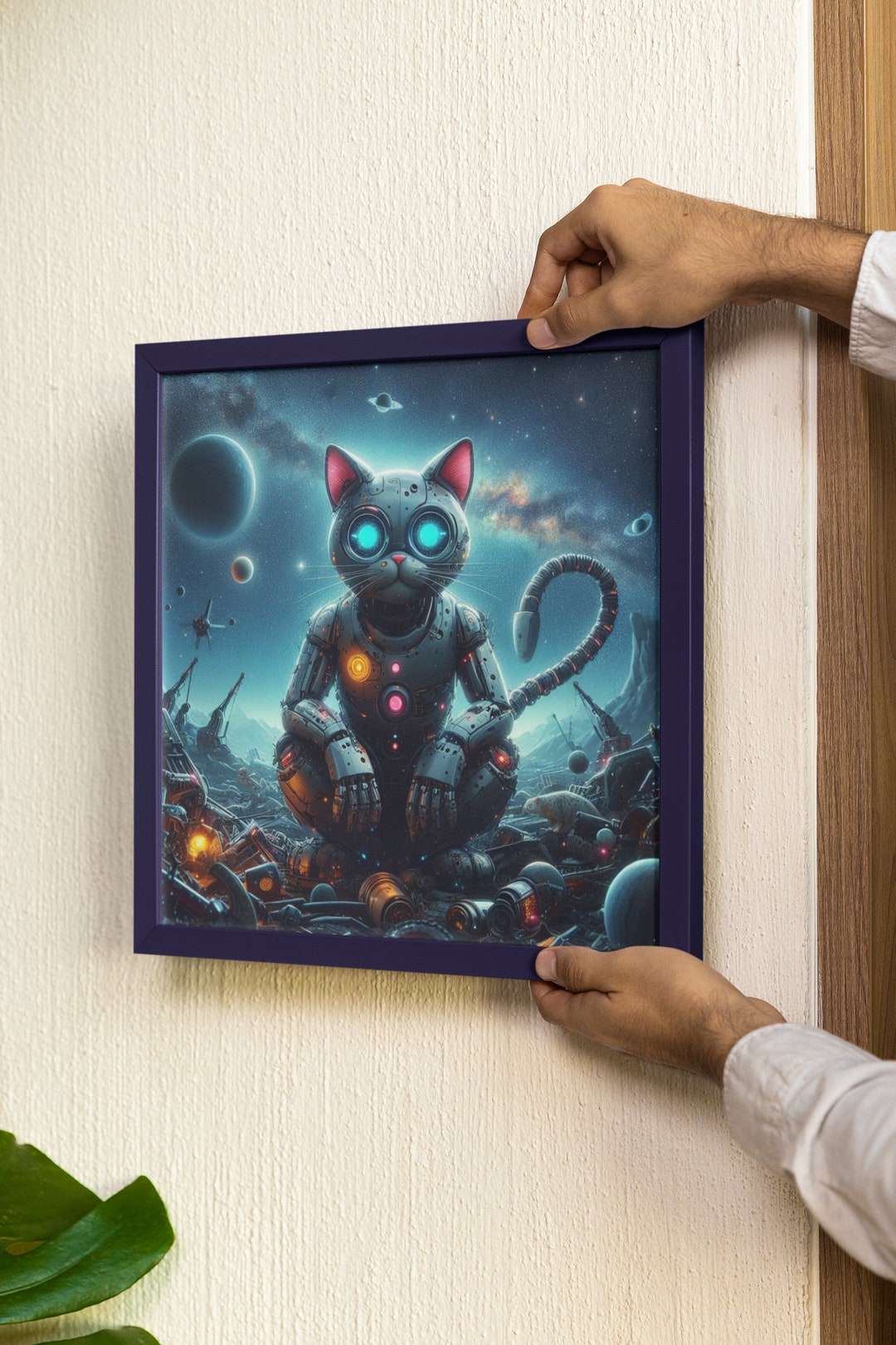 Cybercat in the Dump Poster Fun Digital Print Wall Art for Children and ...