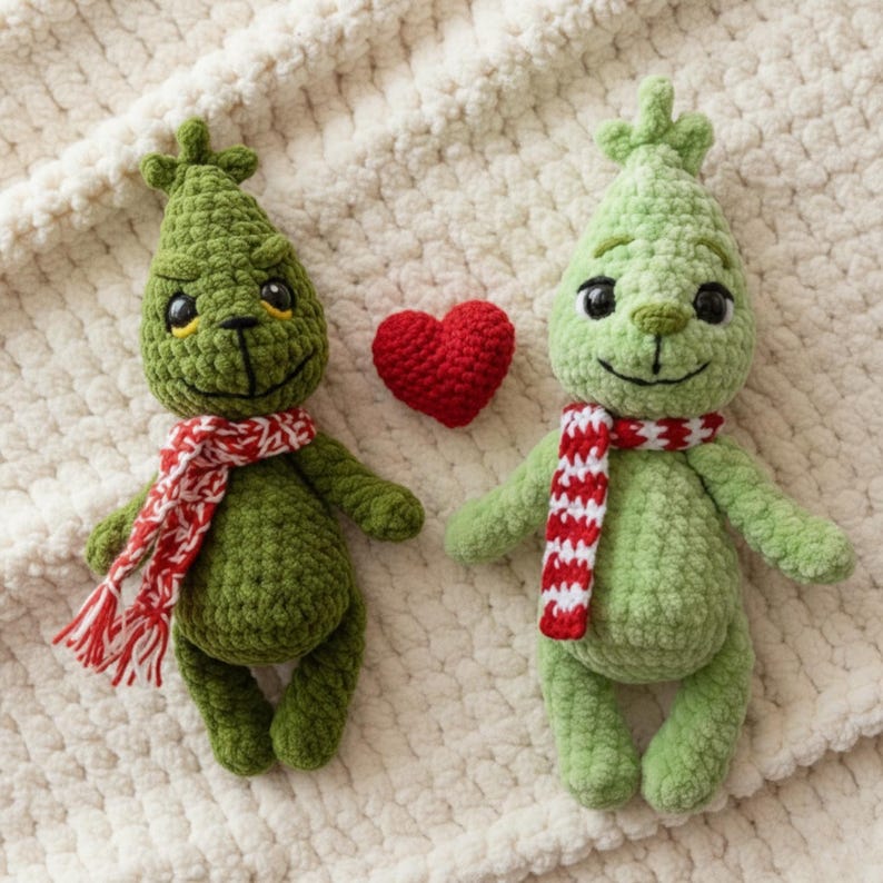 Crochet Grinch Amigurumi Pattern – Christmas Holiday Plush Toys - Easy ...