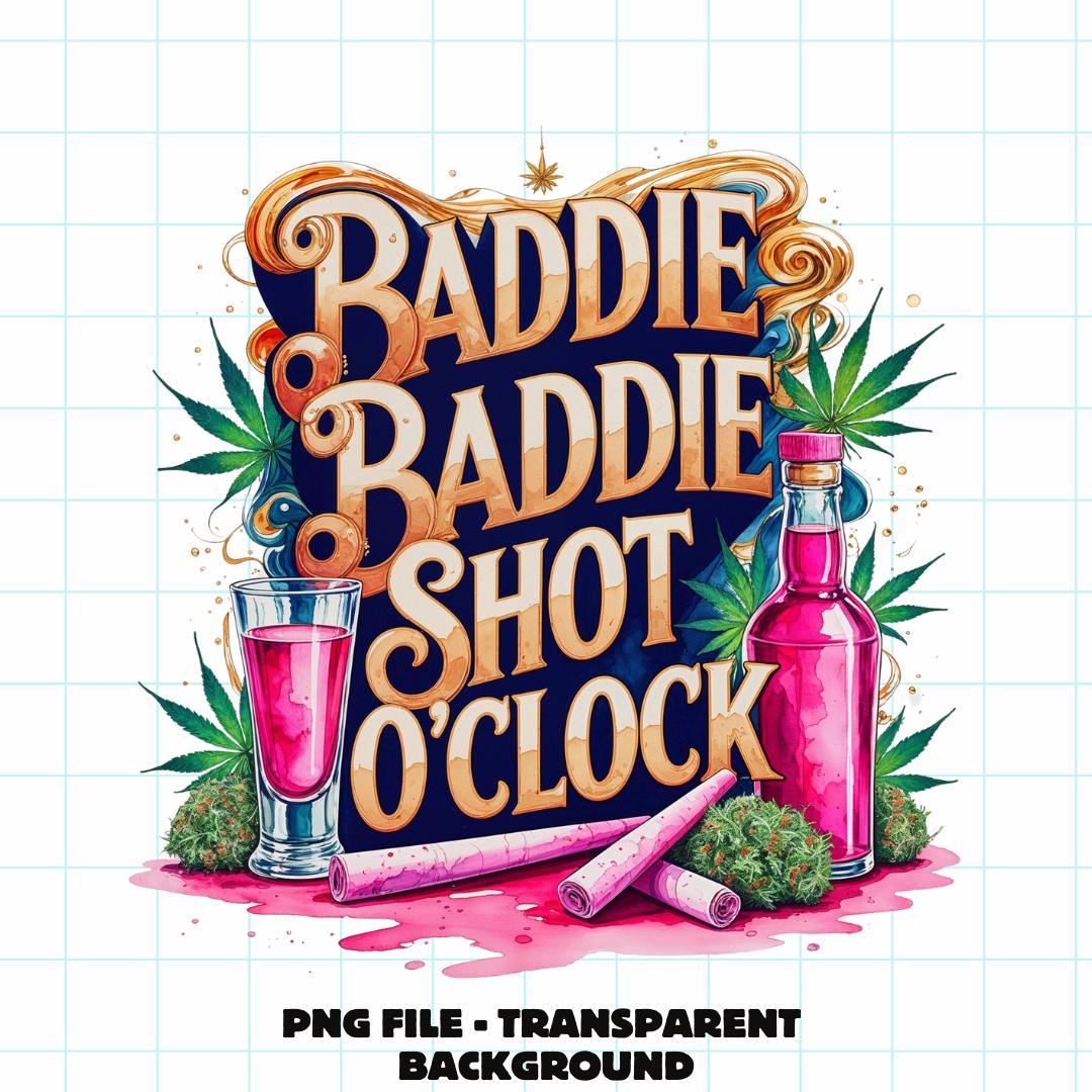 Baddie Baddie Shot O'clock, PNG Design, Digital Design, Sublimation ...