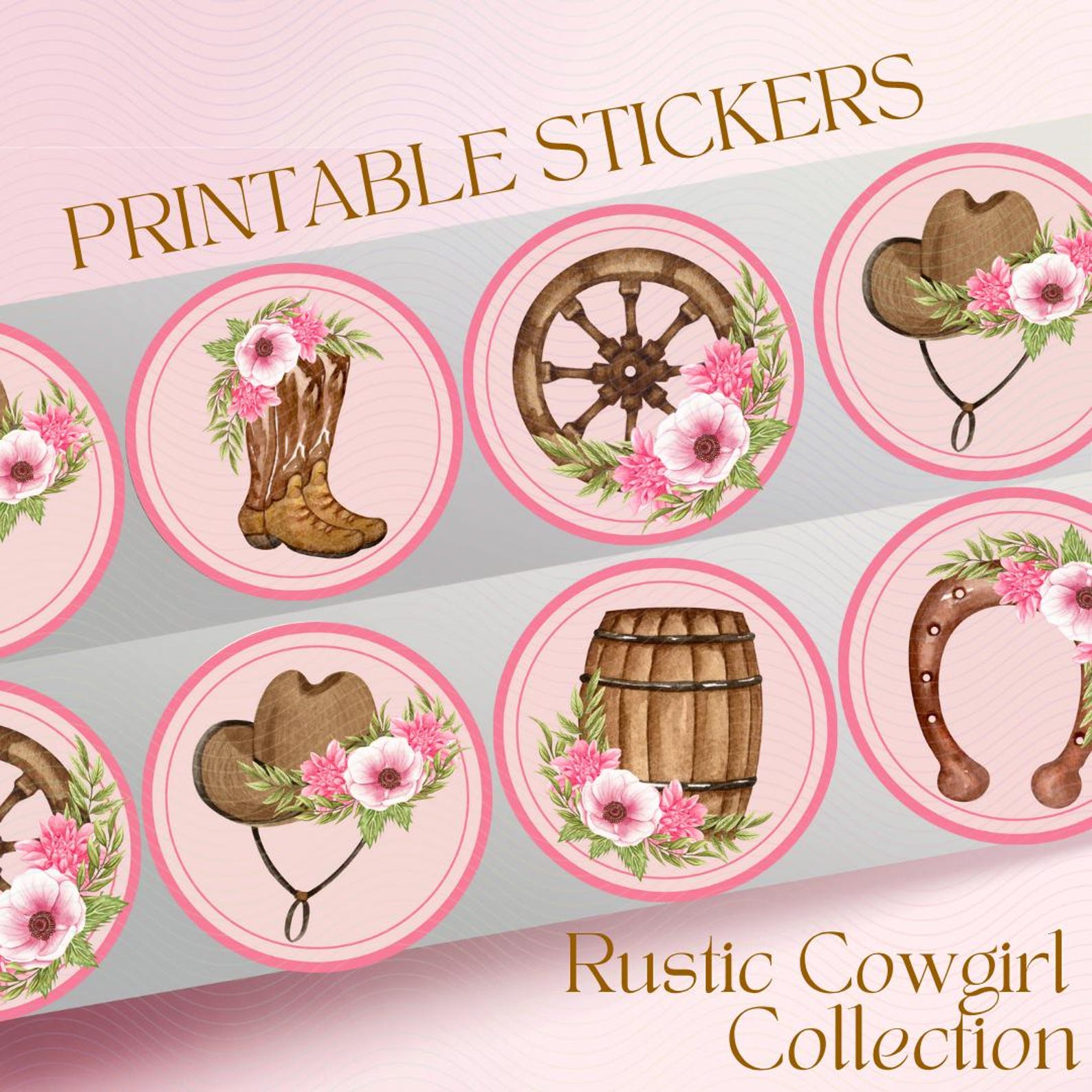 Cowgirl Birthday Party Favors, DIY, Printable Stickers, Country Themed ...