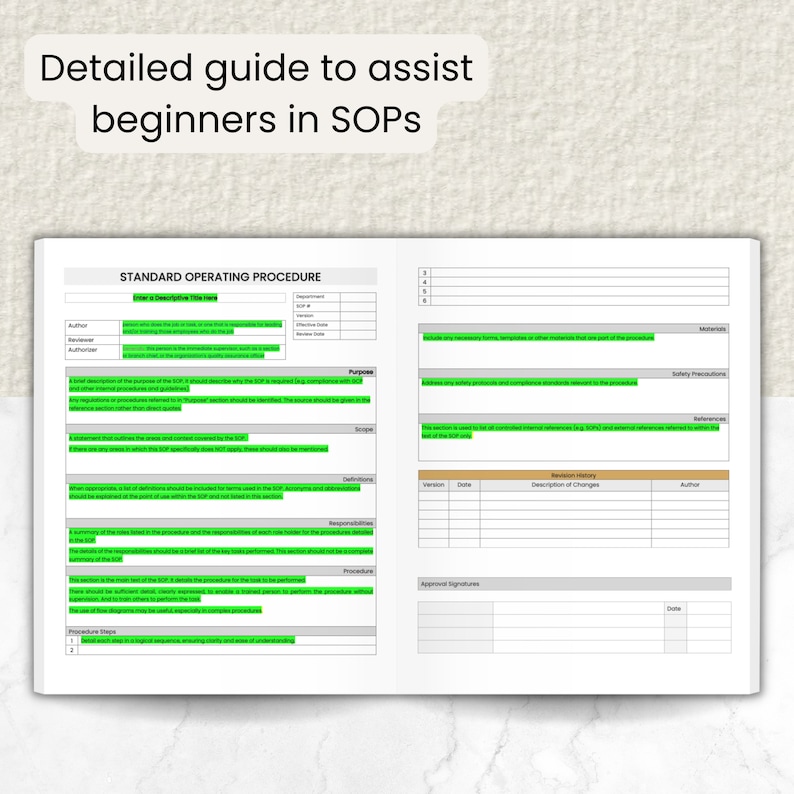 Standard Operating Procedure Form/template | Word and Google Docs ...