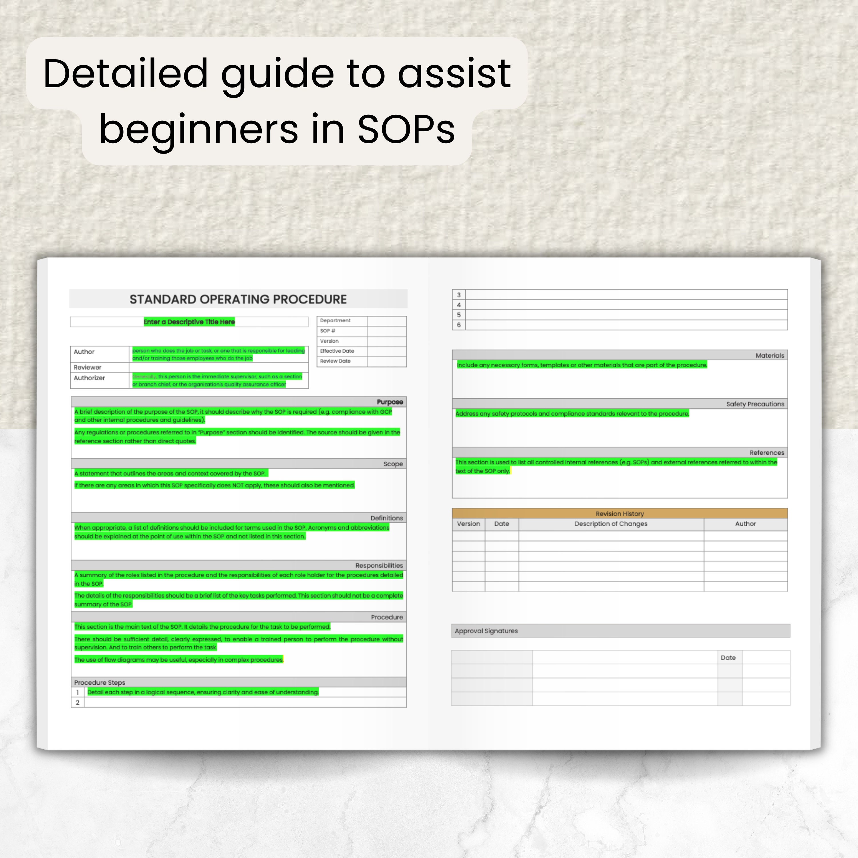 Standard Operating Procedure Form/template | Word and Google Docs ...