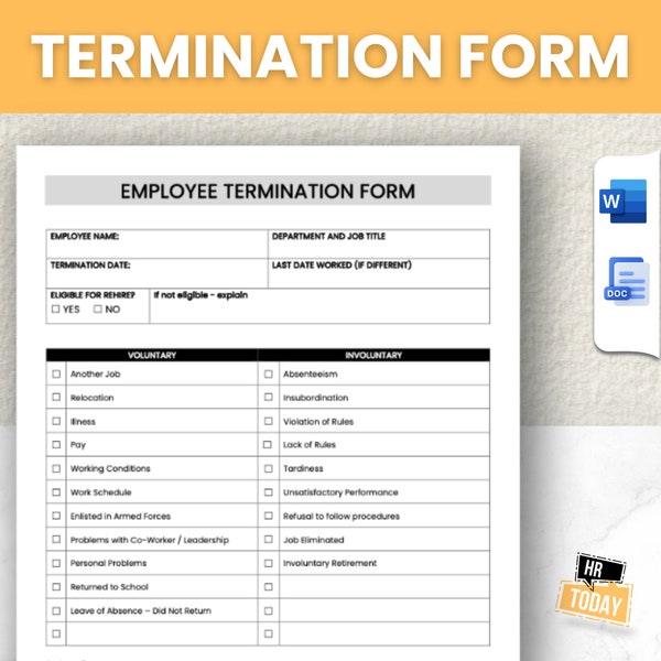 Employee Termination Form - Etsy