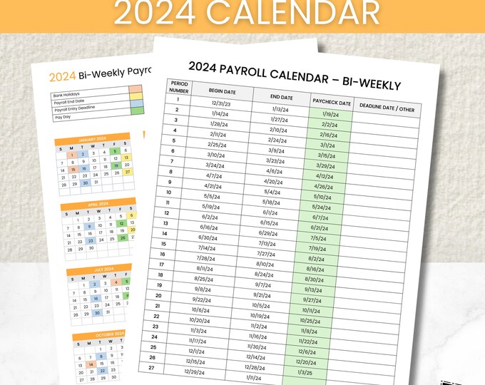 2024 Bi-weekly Payroll Calendar Template - Etsy