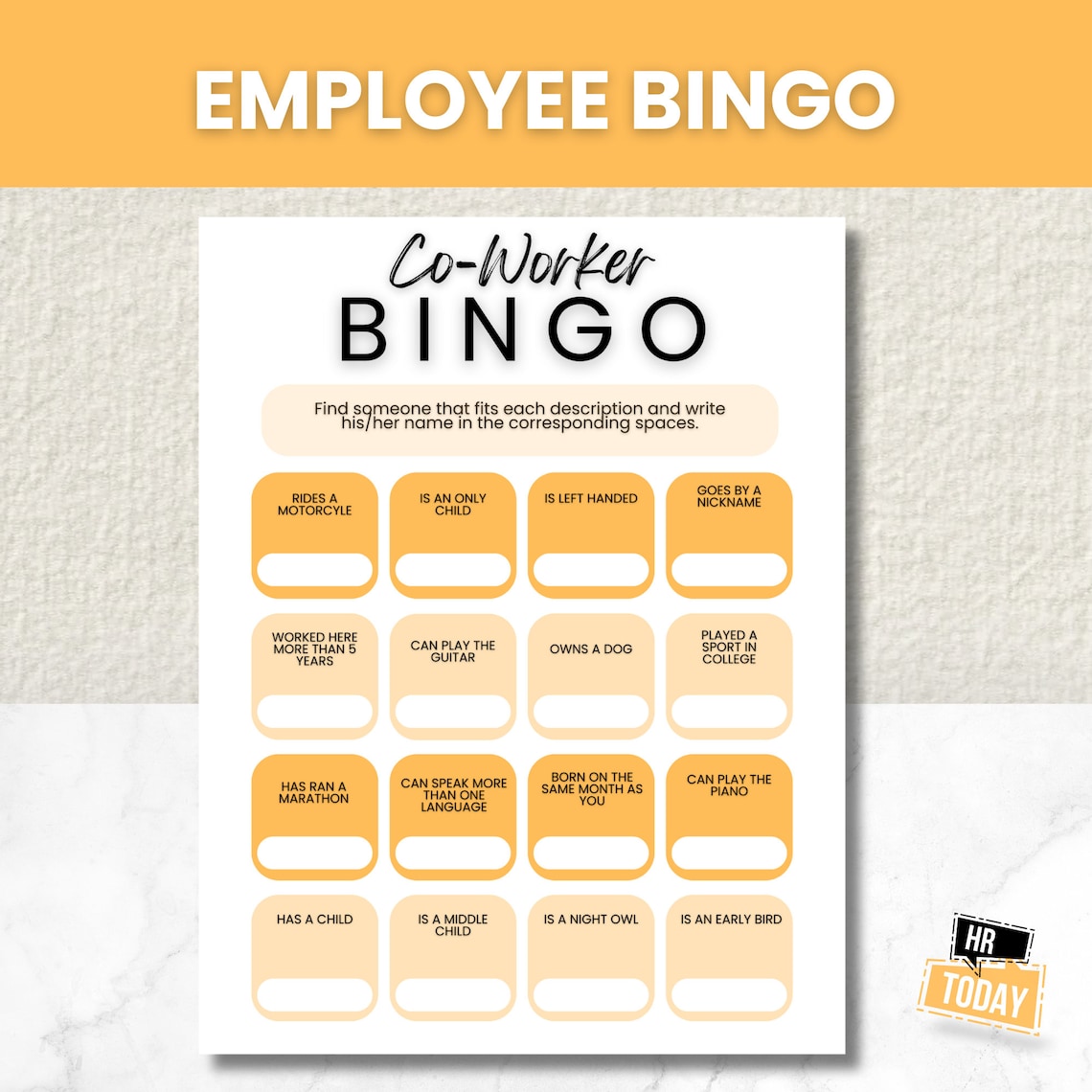 Employee Bingo Game | Get to Know Your Co-worker | Work Ice Breaker ...