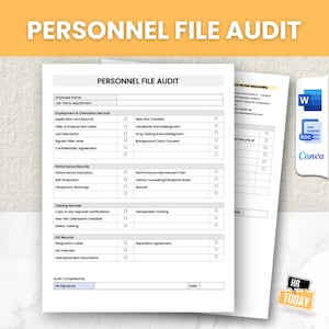 Personnel File Audit Form | Employee File | HR Audit Form | Word ...