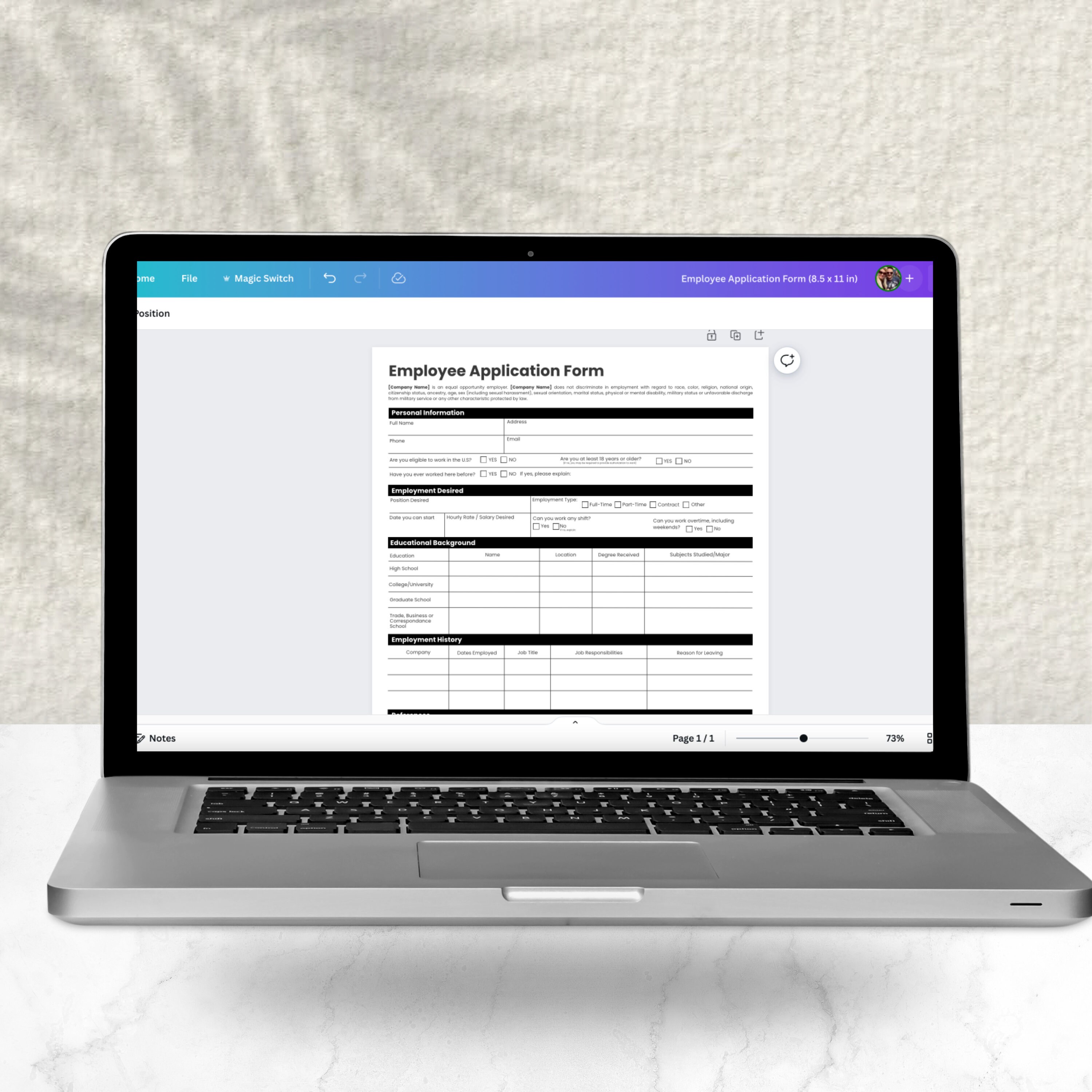 Employment Job Application | Editable in Canva | PDF | Application for ...