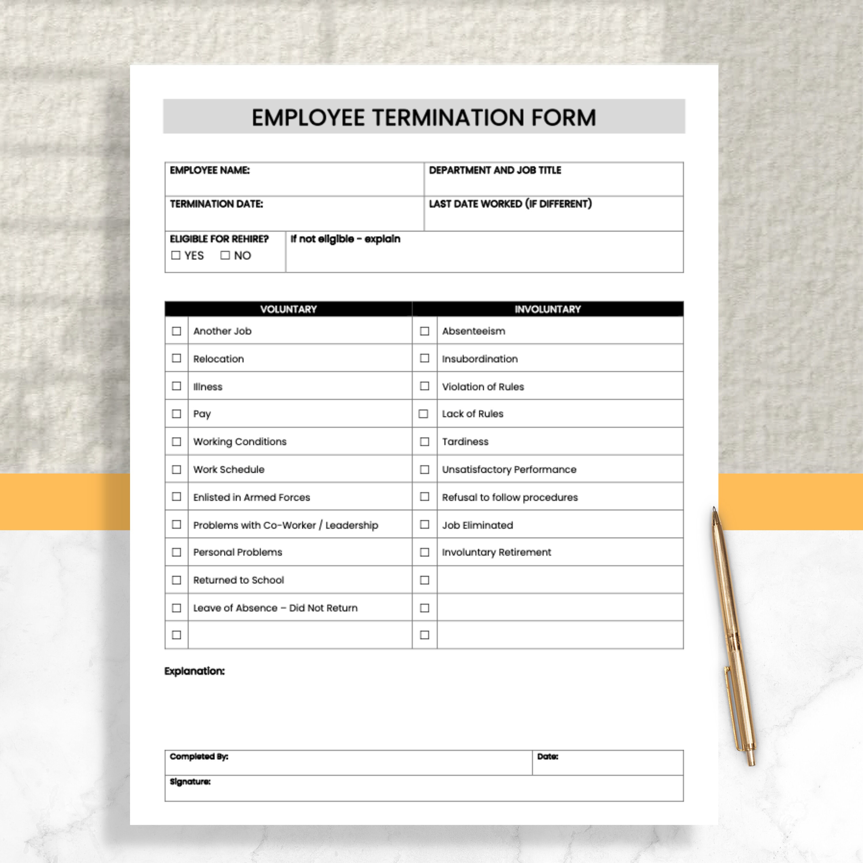 Employee Termination Form | Human Resource Forms and Templates | MS ...