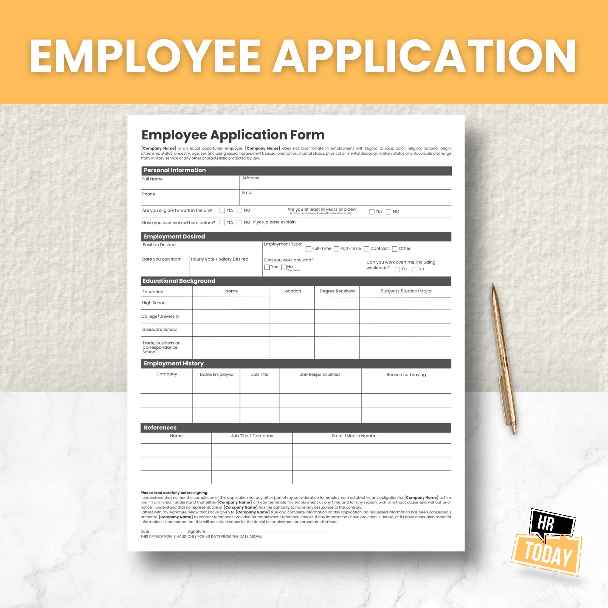 Employment Job Application | Editable in Canva | PDF | Application for ...