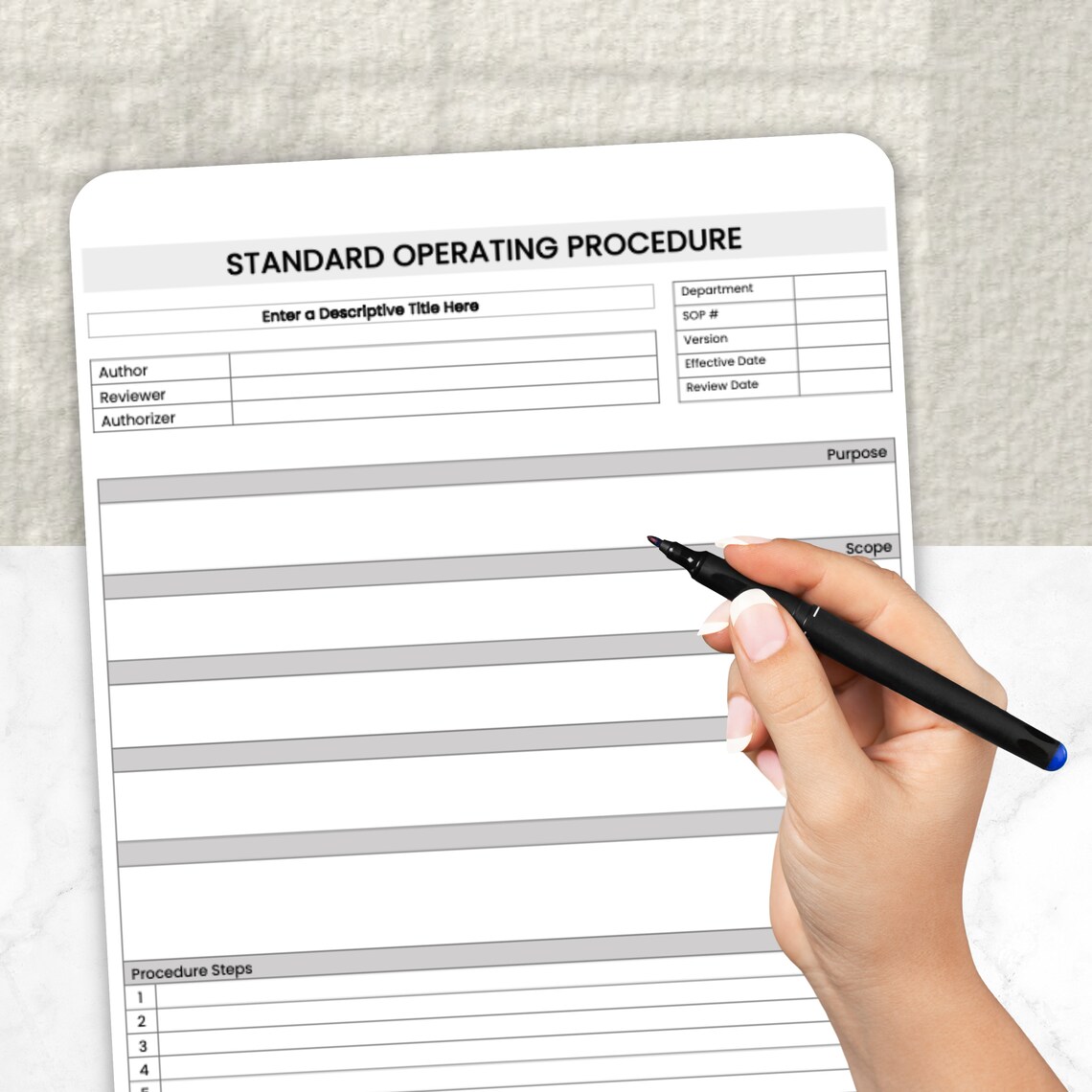 Standard Operating Procedure Form/template | Word and Google Docs ...